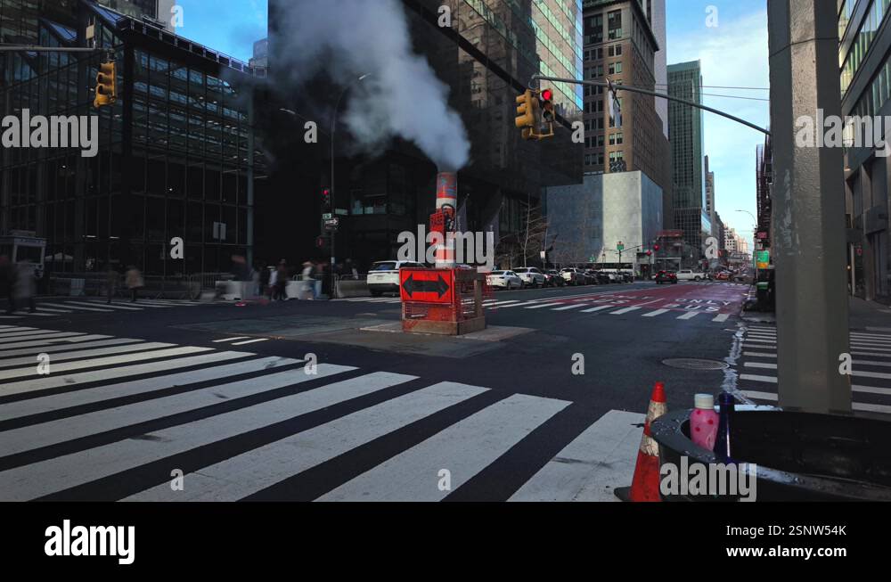 A street level time lapse of an intersection on Madison Avenue in NYC ...