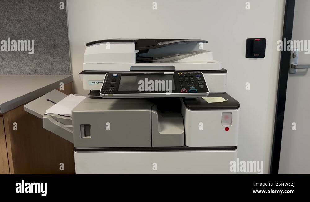 Photocopier office print scan copy fax business machine wide front on ...