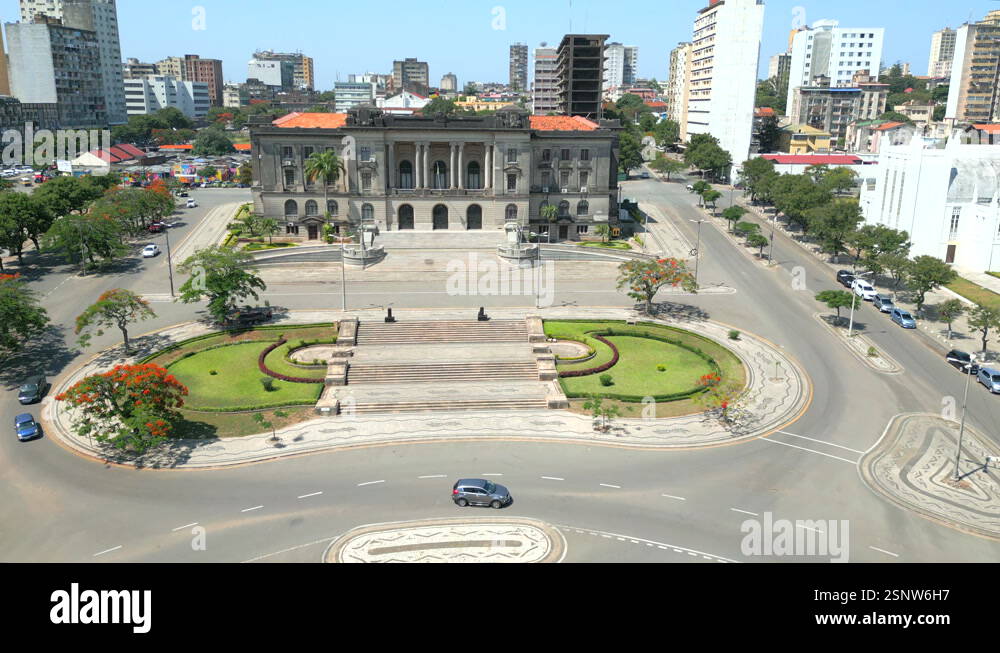 Aerial View Of Maputo City Hall And Maputo Cathedral From Independence ...