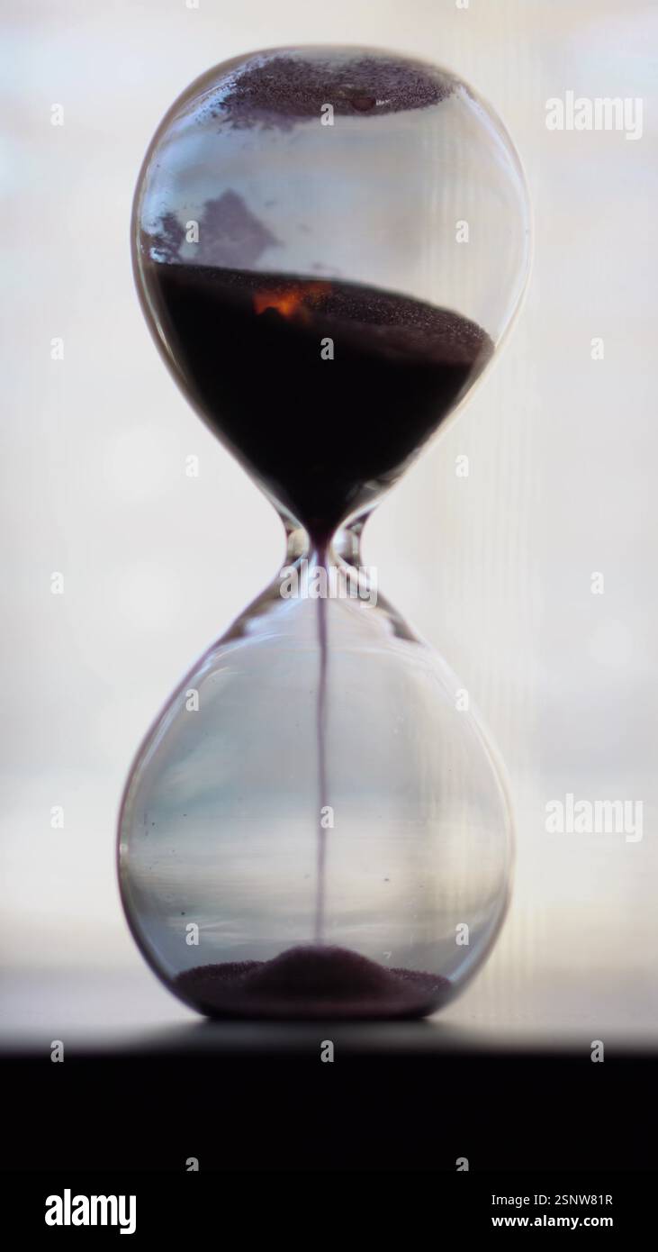 Hourglass Sand Clock, Vertical View, Starting Measure of Time, Close Up ...