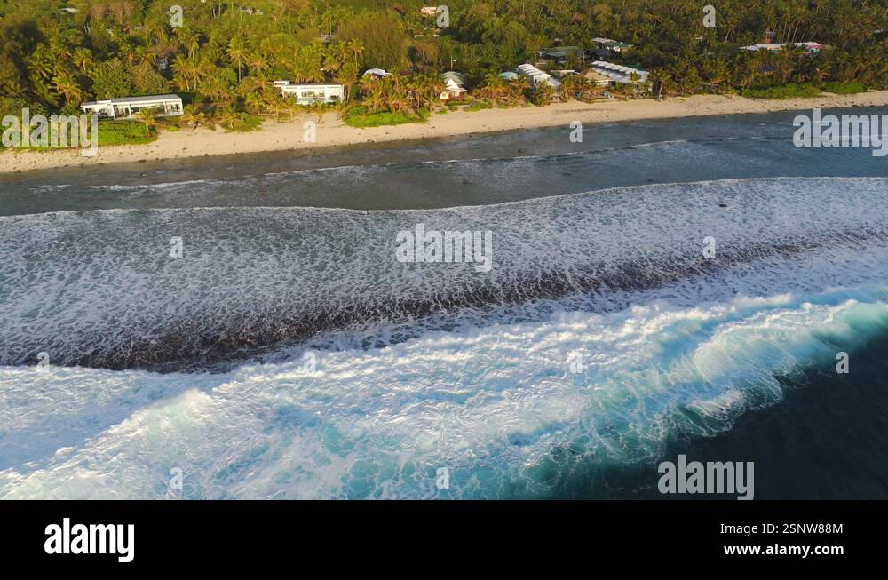 Sunrise Waves Crash Over Coral Reefs, Rarotonga Cook Islands Scenic ...