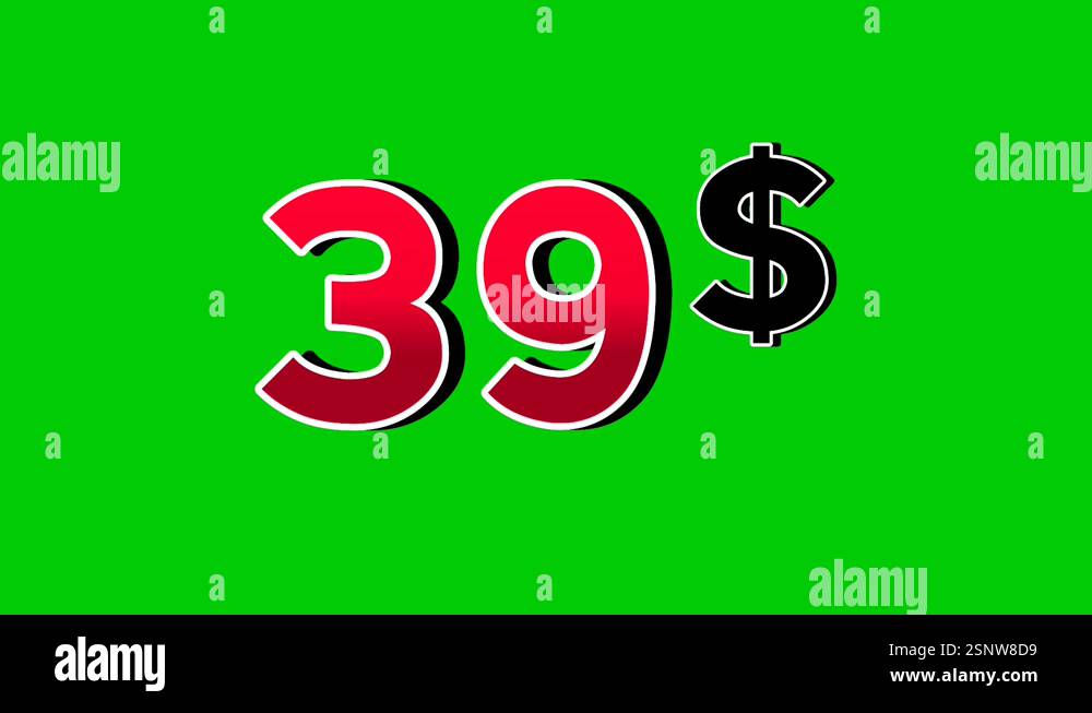 39 dollars price tag animation motion graphics on green screen for ...