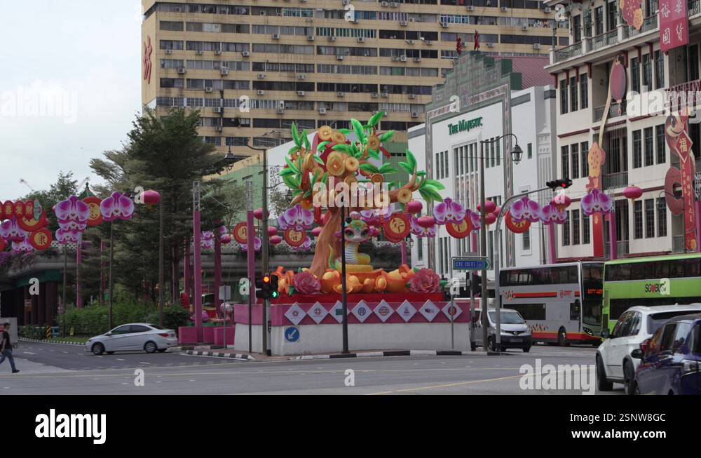 Installations in Chinatown representing the Year of the Snake, build up ...