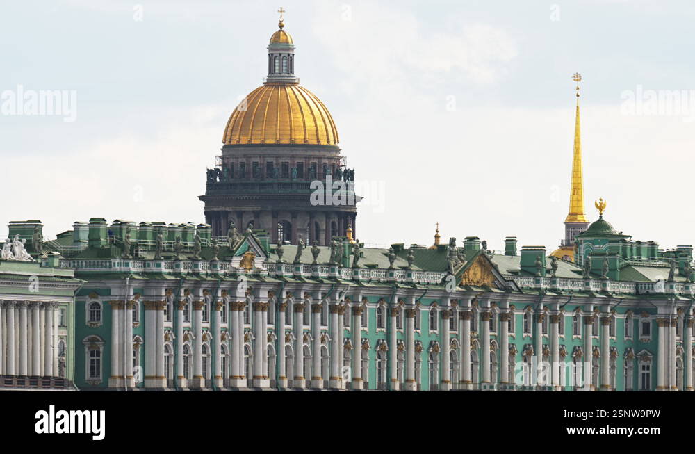 Russia, St.Petersburg, the golden dome of St. Isaac's Cathedral, the ...