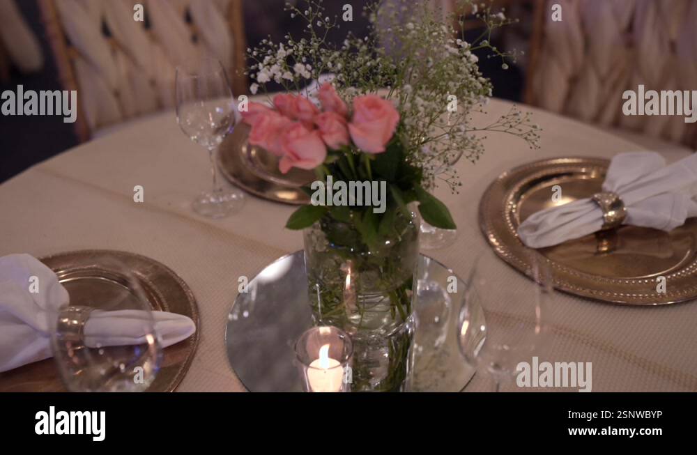 A Slow Motion Shot of an Indian Wedding Venue Decoration in India Stock ...