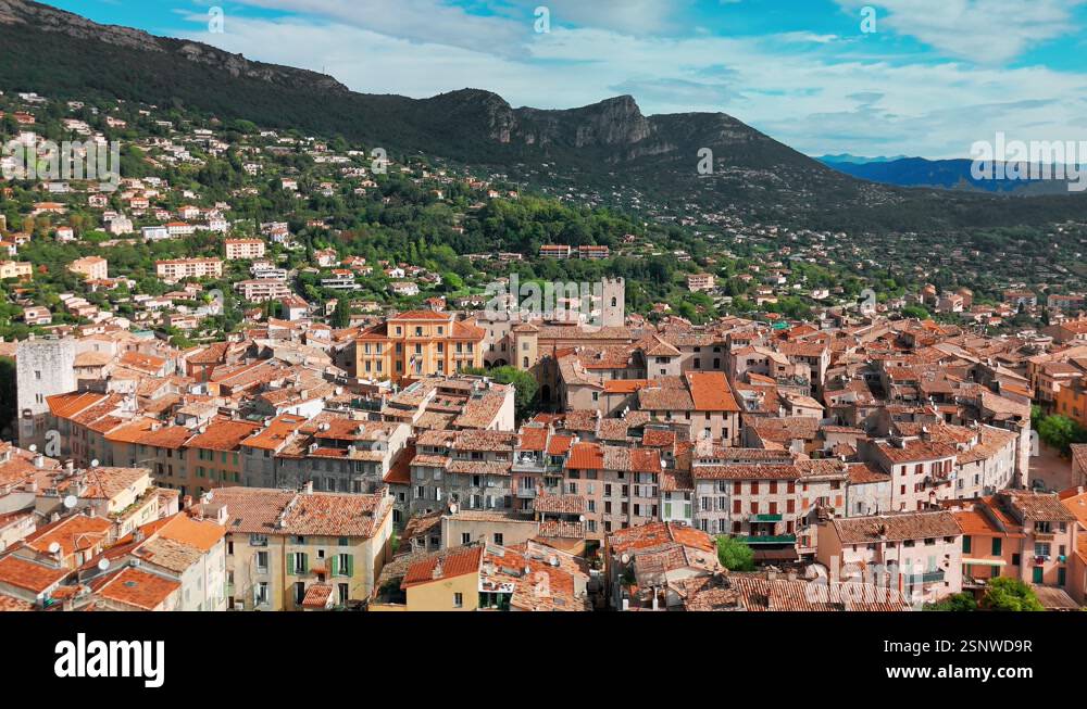 Aerial view of the medieval city of Vence in southern France Stock ...