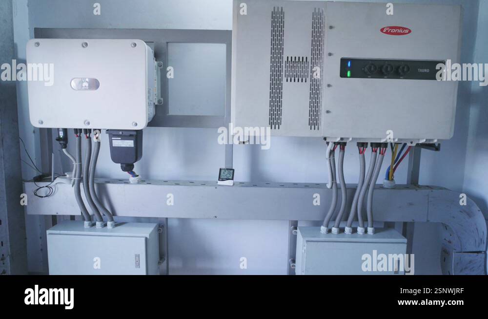 Industrial Electrical Distribution Units Mounted on Factory Wall Stock ...