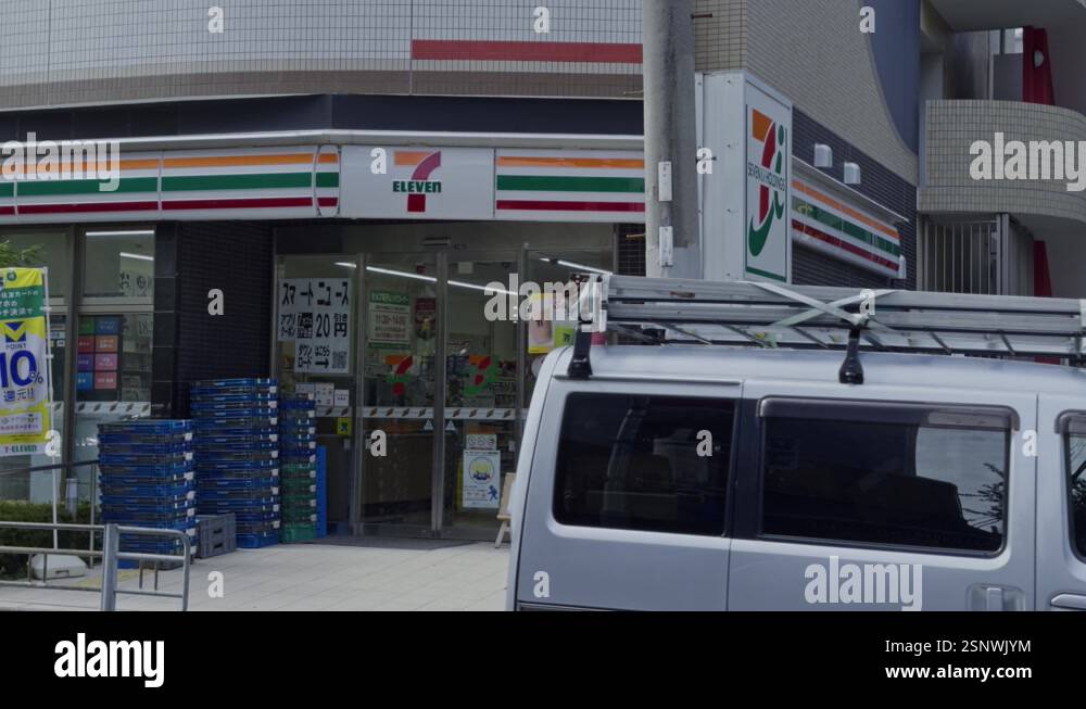 Corner View of 7 Eleven Convenience Store in Osaka, Japan Stock Video ...
