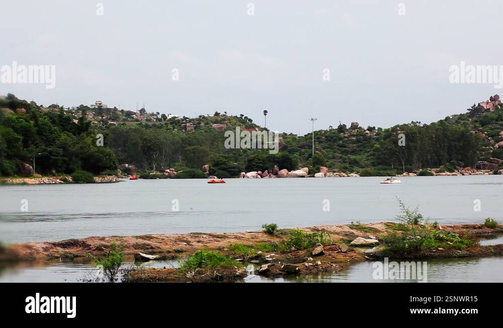Pan shot of Durgam Cheruvu lake Stock Video Footage - Alamy