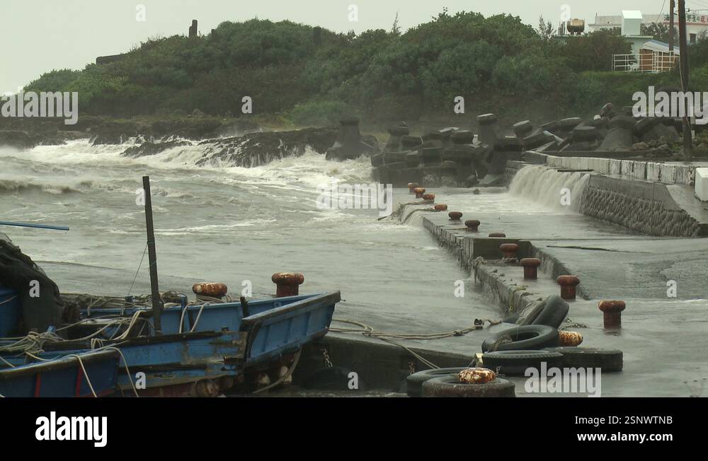 Coastal Flood From High Tide Waves During Hurricane Stock Video Footage ...