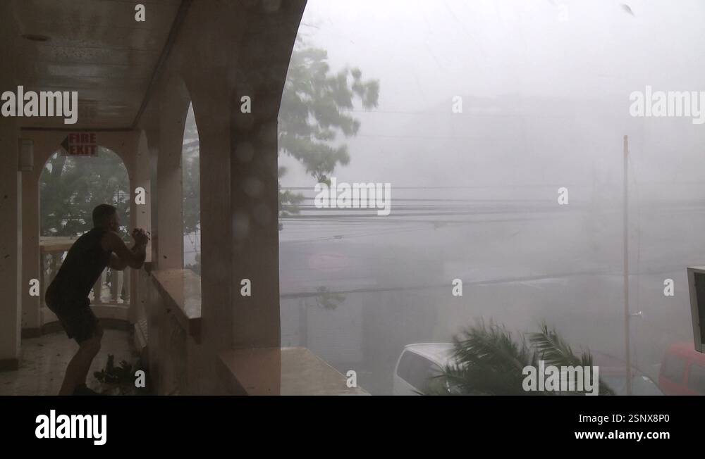Extreme Hurricane Winds Lash Tacloban Super Typhoon Haiyan Stock Video ...