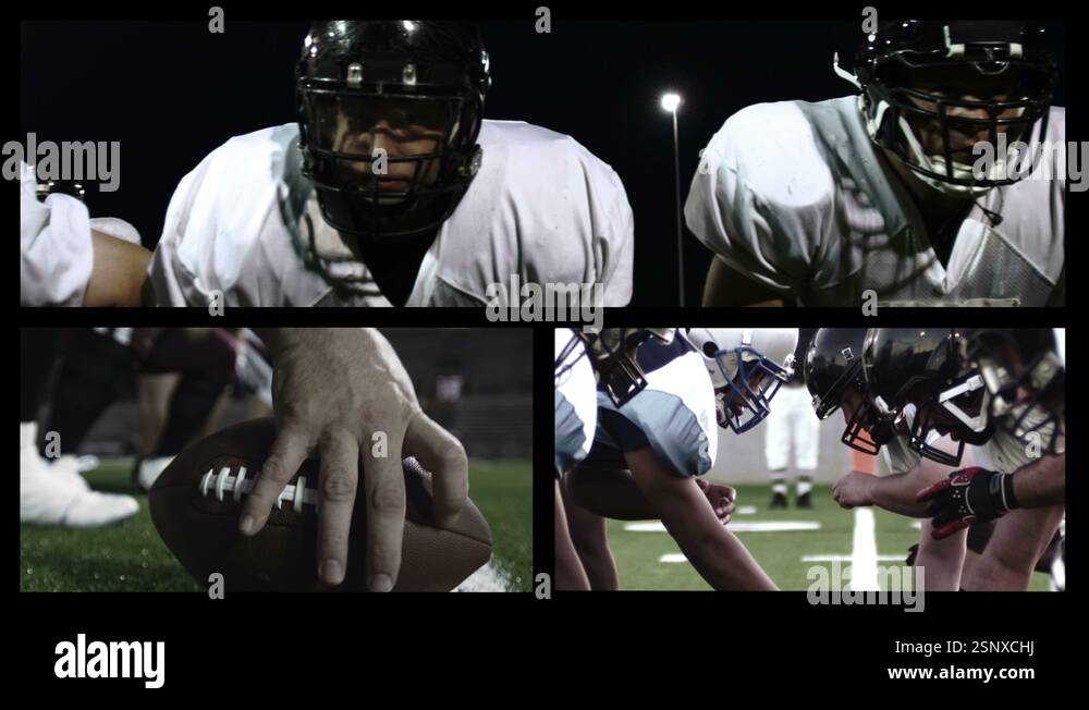 montage grid of related scenes of football players Stock Video Footage ...
