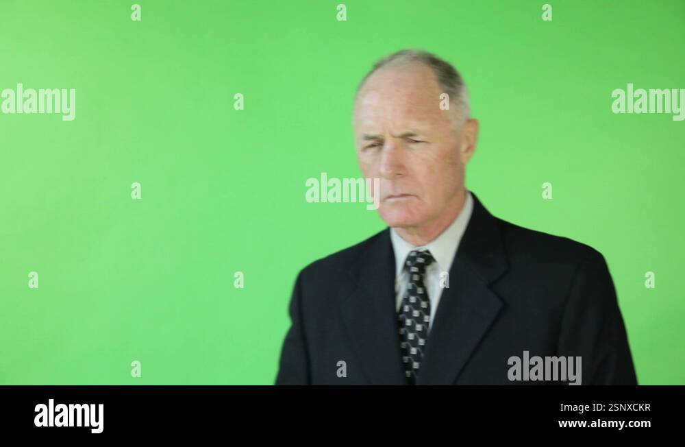 Senior caucasian business man green screen worried Stock Video Footage ...