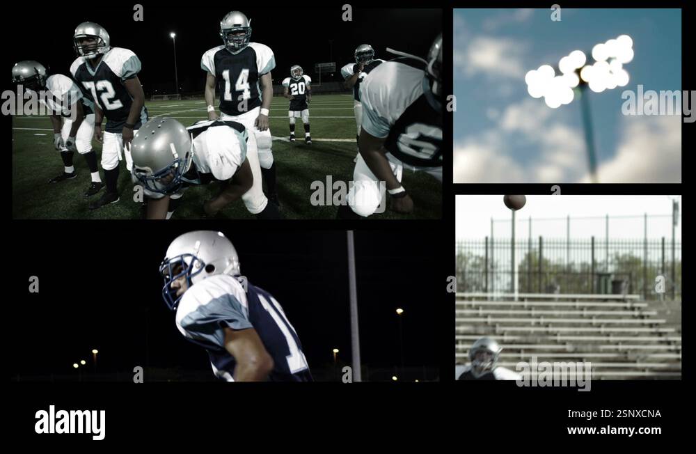 montage grid of related scenes of football players Stock Video Footage ...