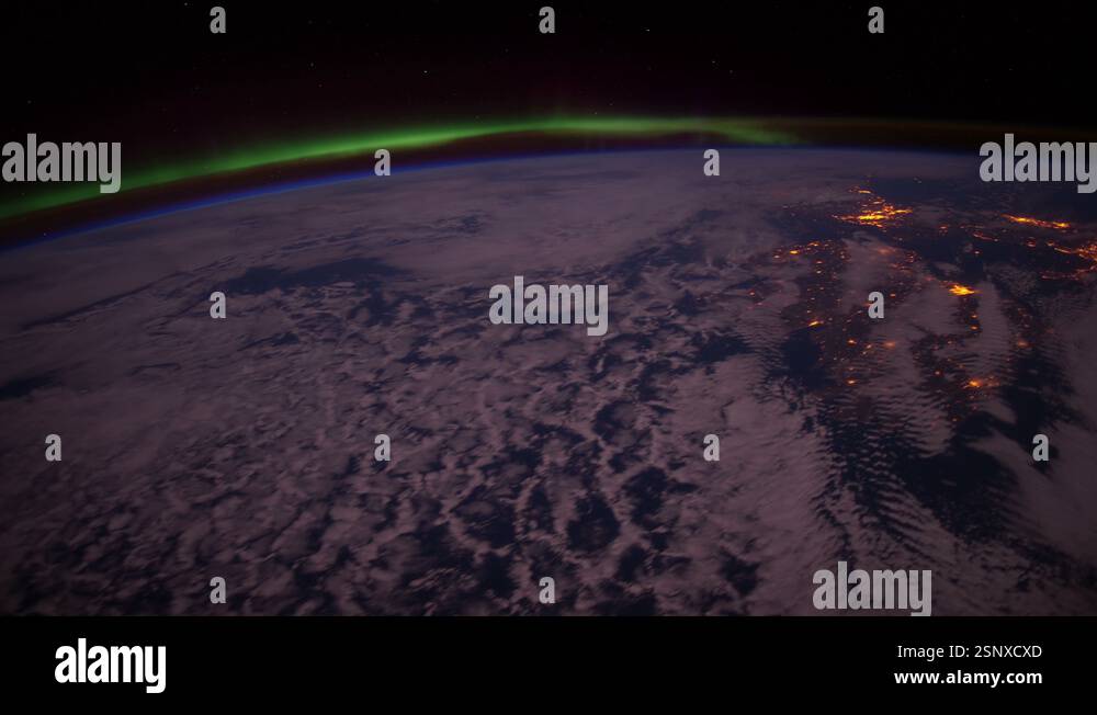 aurora animation from orbit Stock Video Footage - Alamy
