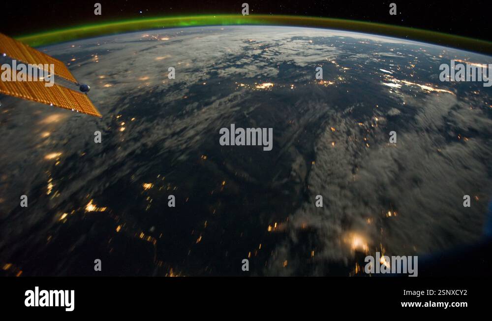 ISS (International Space Station) orbiting earth over United States ...