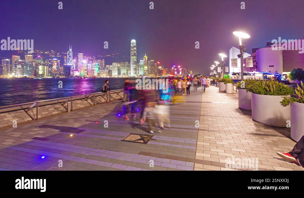 4k hyperlapse video of the Tsim Sha Tsui Promenade in Hong Kong Stock Video Footage - Alamy