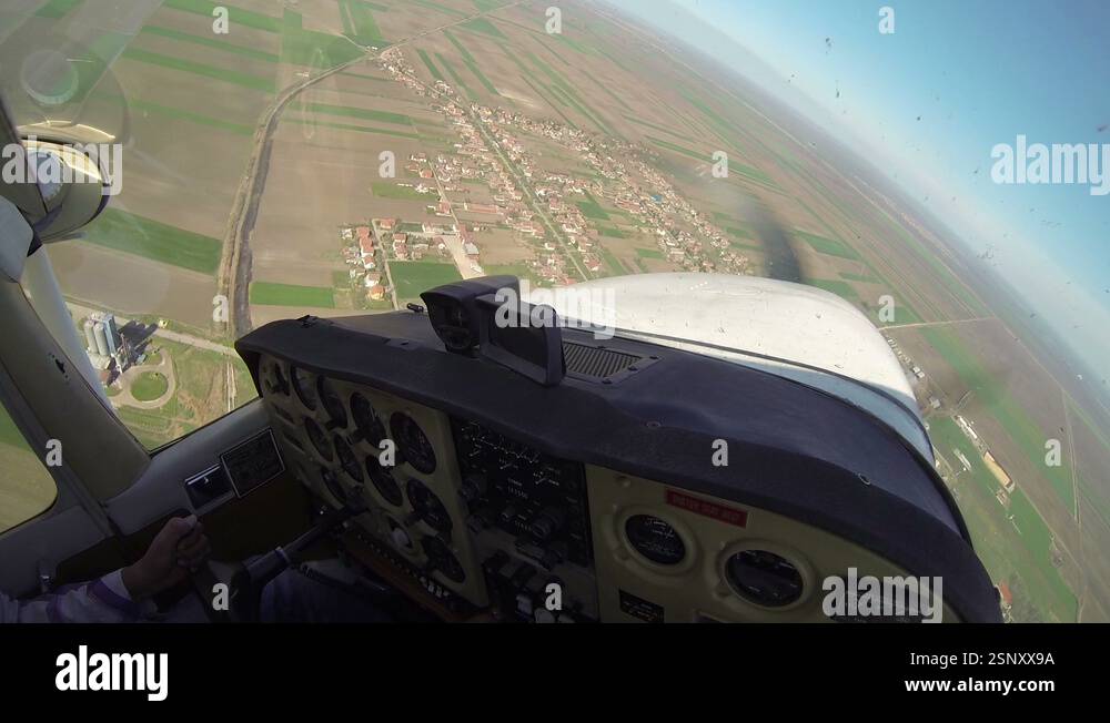 Cockpit View from Small Aircraft Stock Video Footage - Alamy