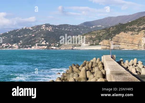 Azure sea. Sunny weather. Vacation in Liguria. Nature and meditation ...