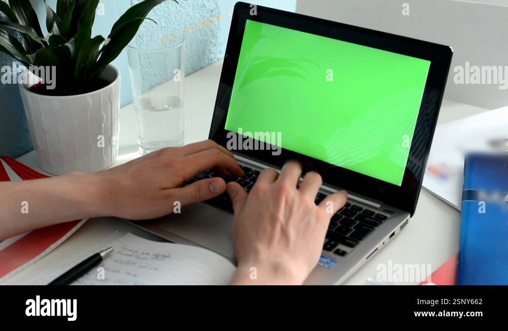 Man (studies) works on the computer (green screen Stock Video Footage ...