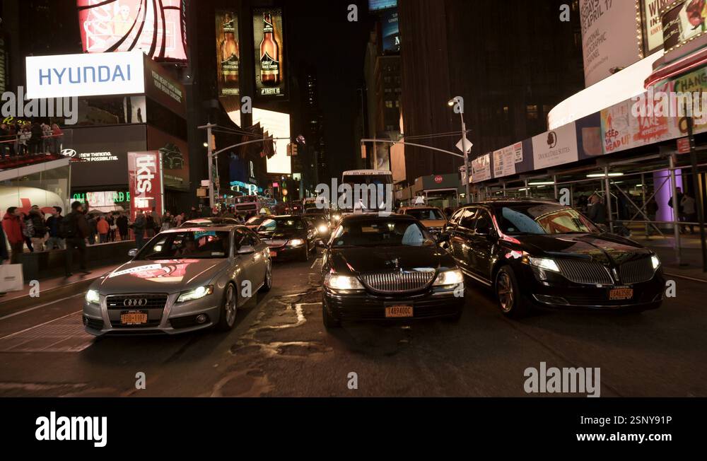Cars Driving through Times Square in NYC at Night in Slow Motion in 4K ...