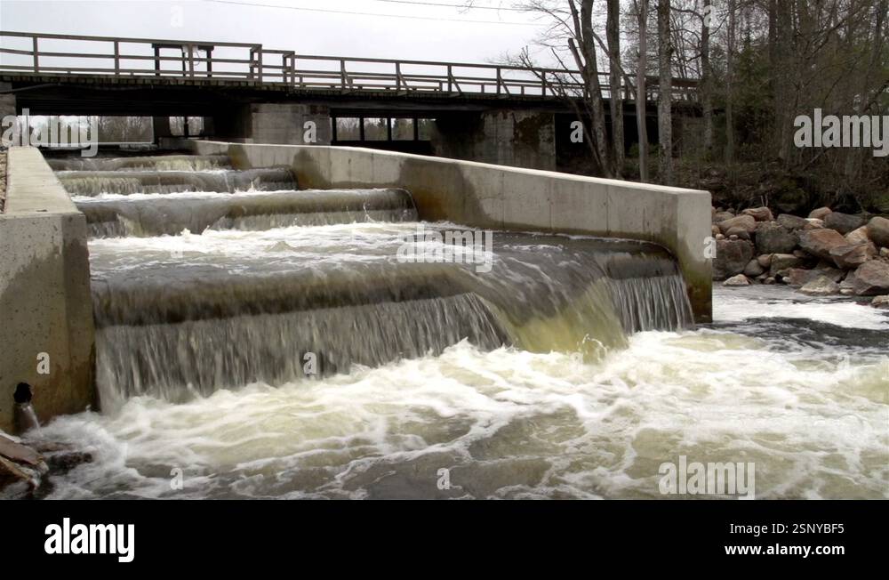 a fish ladder with rushing water Stock Video Footage - Alamy
