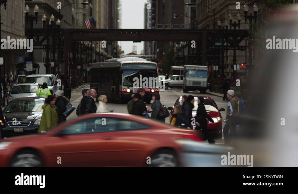 MS Busy street intersection and Chicago Transit Authority elevated ...