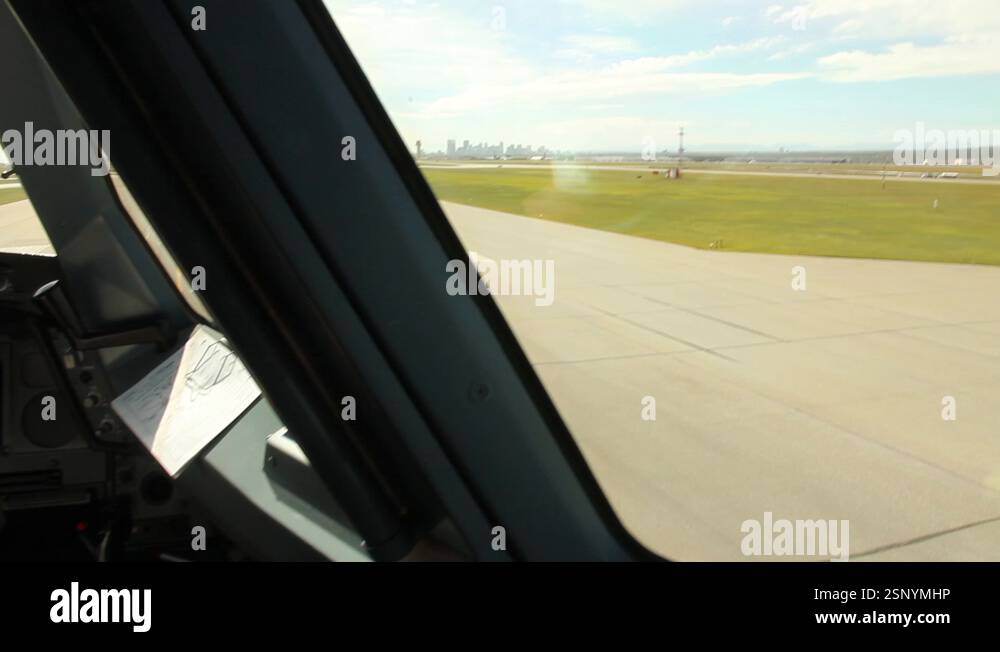 Camera filming take off from cockpit Stock Video Footage - Alamy