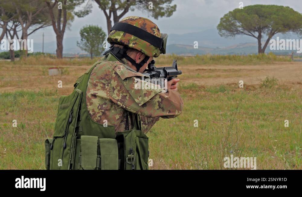 soldier shooting, training, Grosseto, Italy, filmed in 4k Stock Video ...