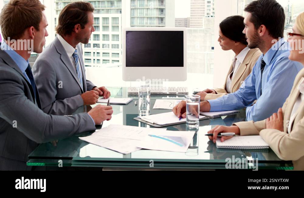 Business team clapping a blank screen Stock Video Footage - Alamy