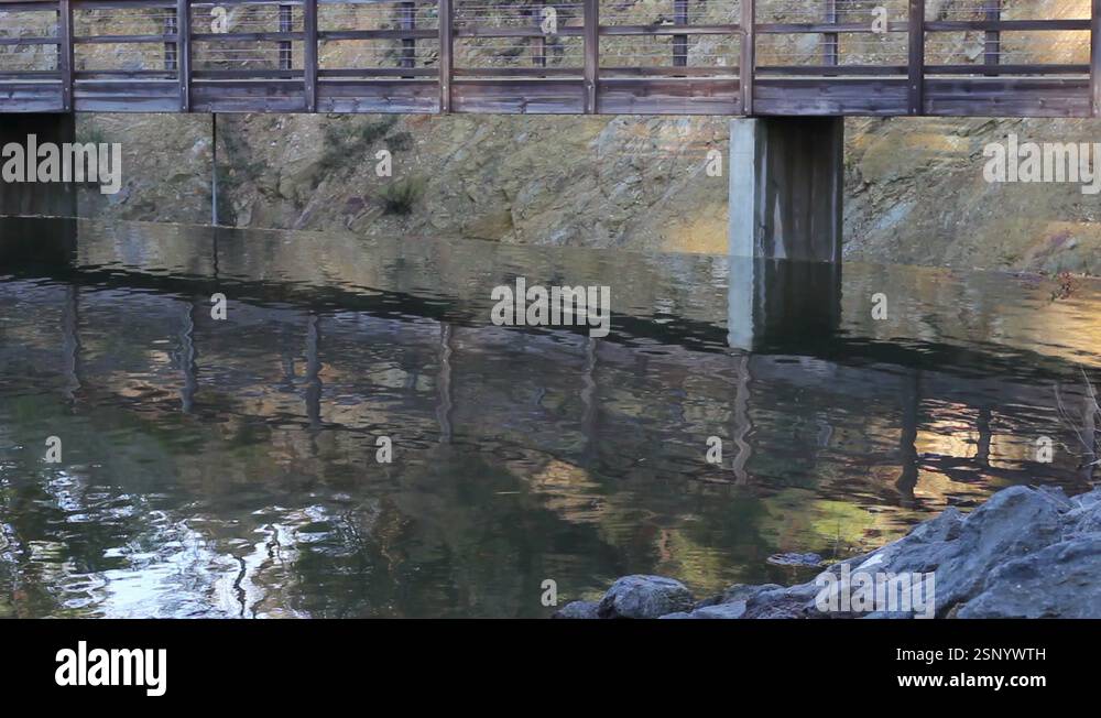 People Walking over foot bridge reflection Stock Video Footage - Alamy