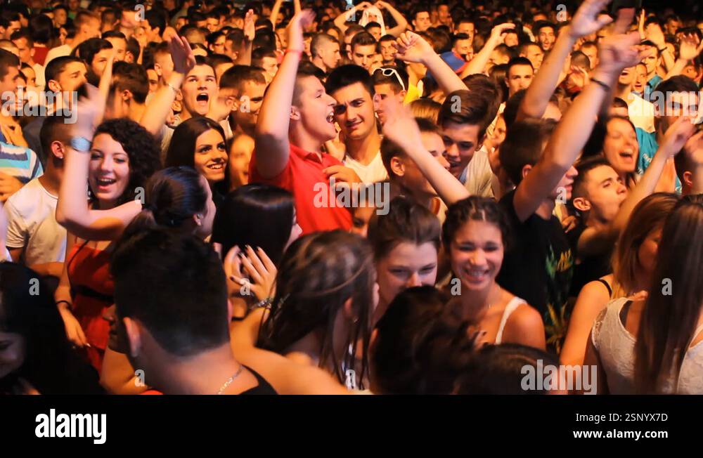 concert fans teenage enjoy in music clubbing festival Stock Video ...