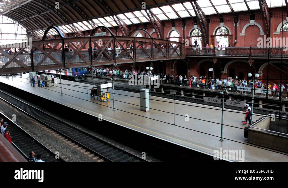 Fast – Estacao Luz, Light Station, Sao Paulo, Brazil. Trains passengers ...