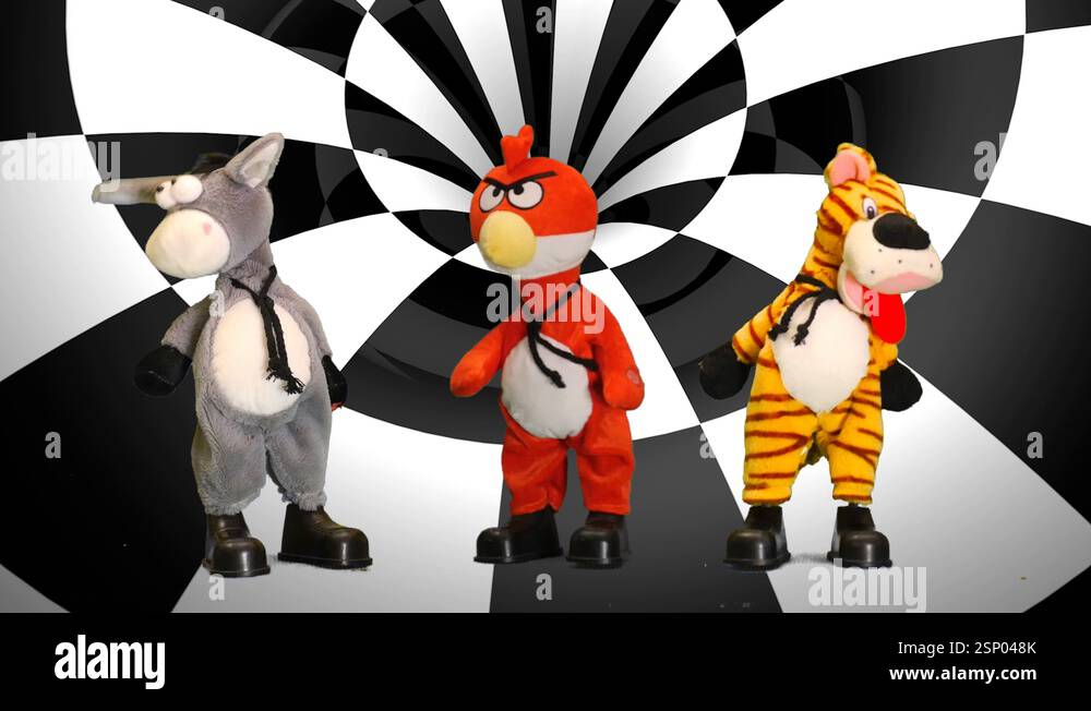 Animals puppets Black and white background Stock Video Footage - Alamy