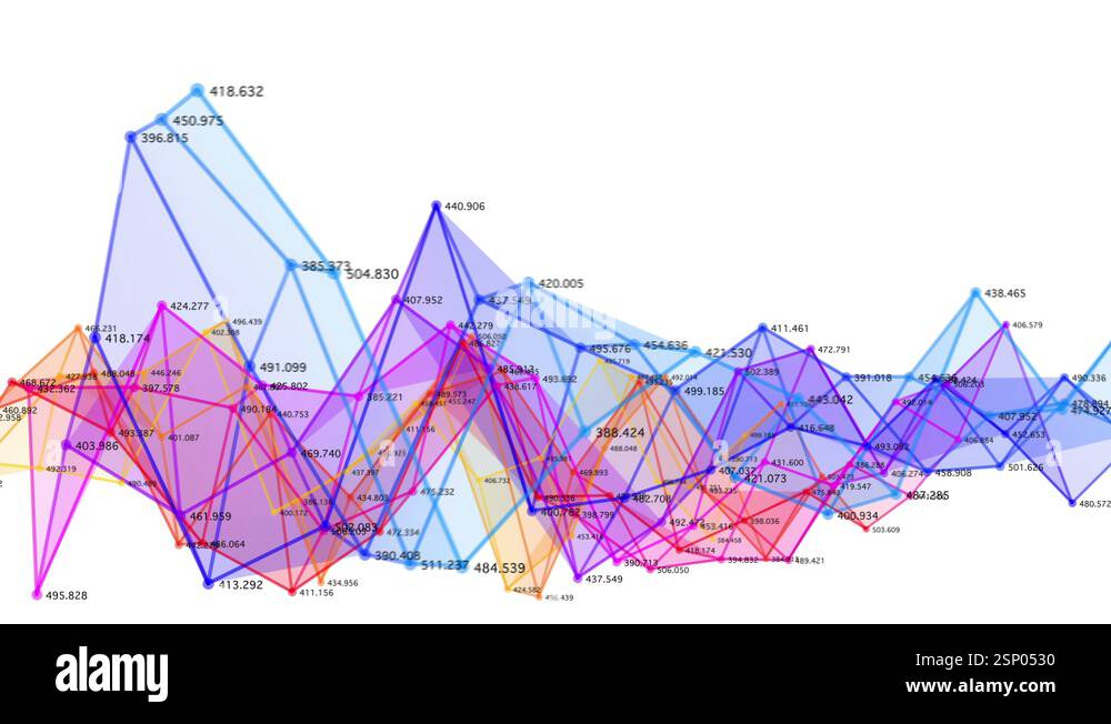 Abstract infographic chart. Graph of connected dots, lines turns into a ...