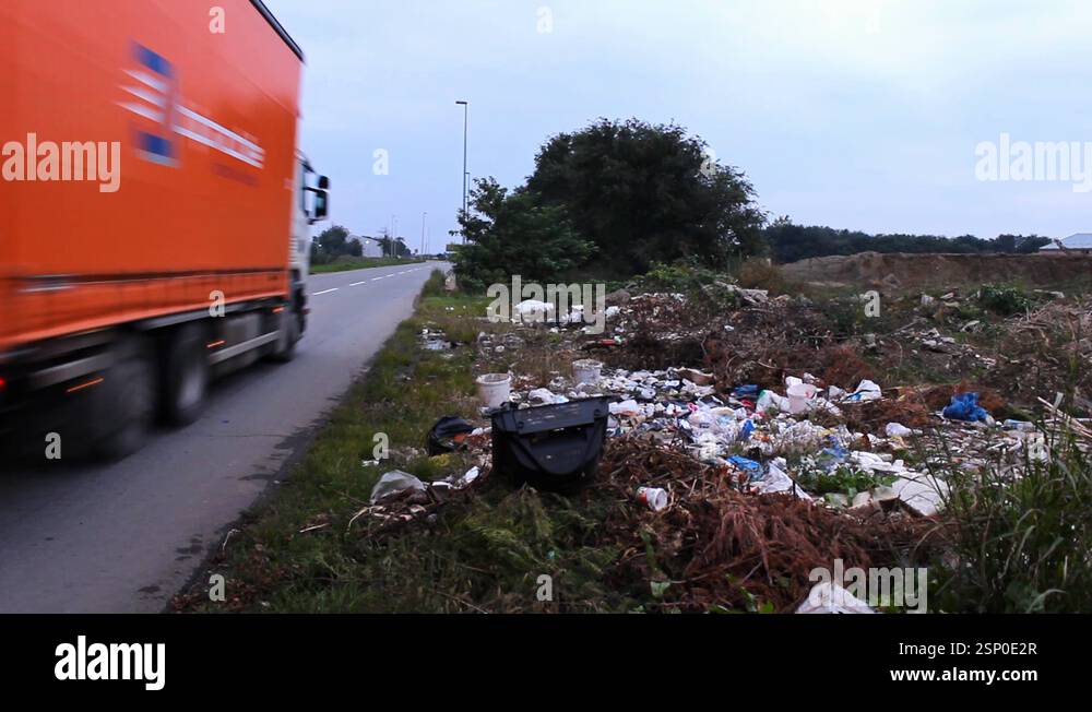 traffic, old television dump trash by the road traffic near dump old ...