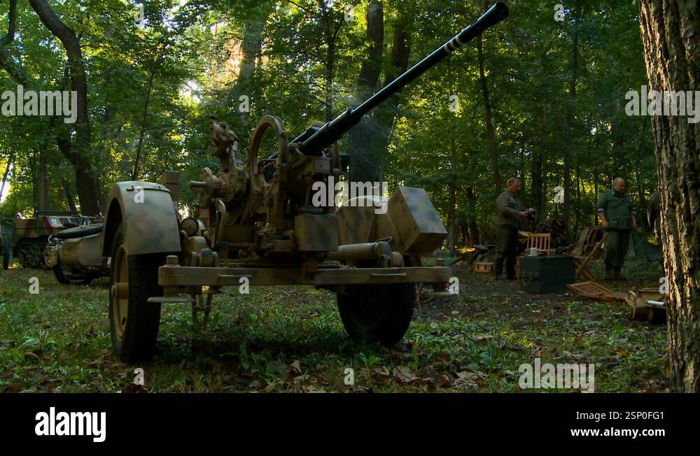 German antiAircraft gun low angle WW2 Stock Video Footage - Alamy