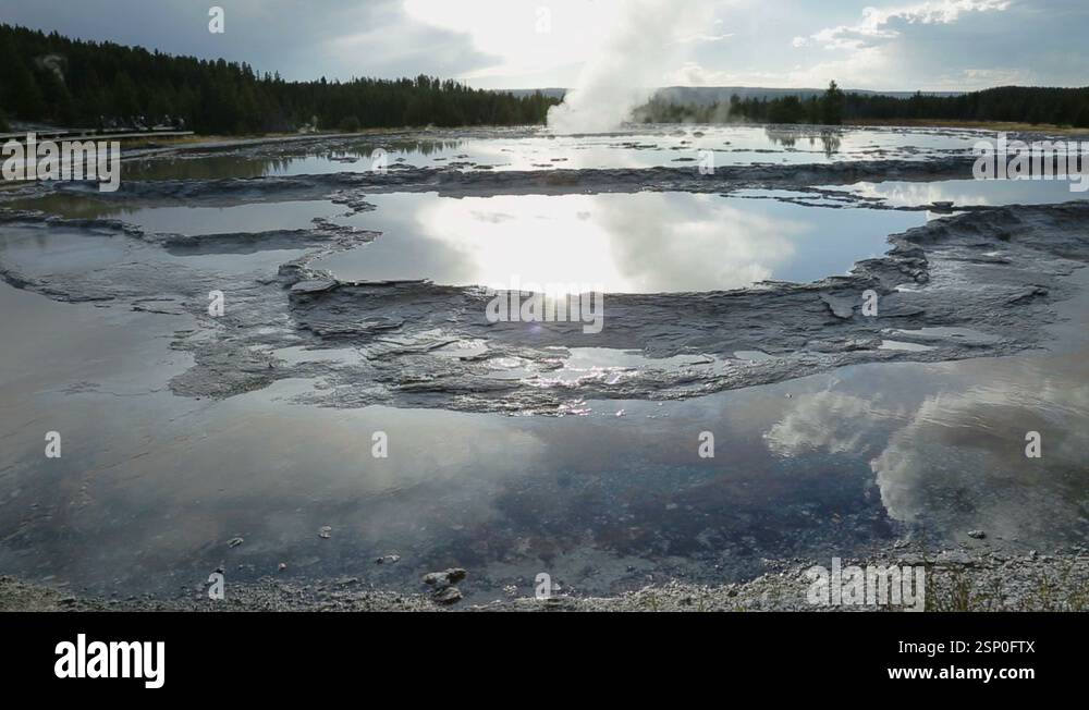 Smoking geyser in Yellowstone National Park Stock Video Footage - Alamy