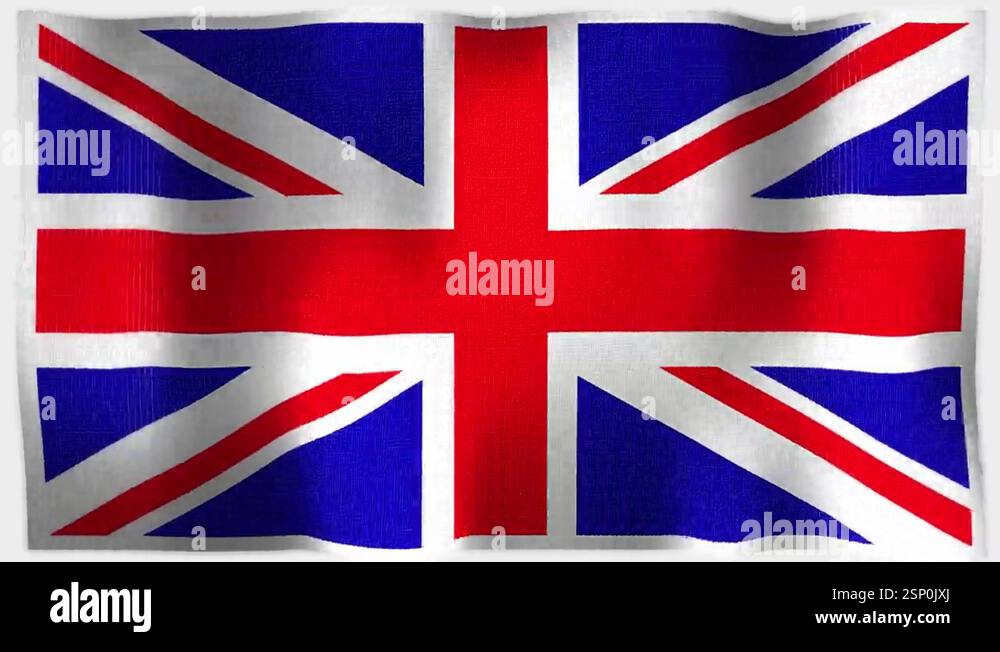 4K 3D Animation of UK Britian British Whole Flag Canvas Texture Stock ...