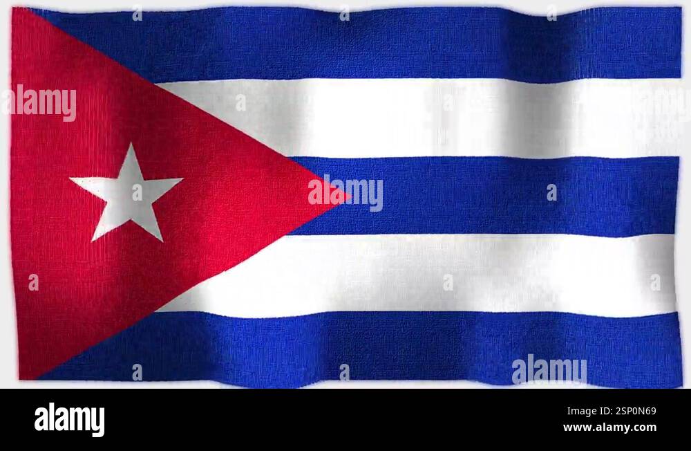 4K 3D Animation of Cuba, Cuban, Whole Flag Canvas Texture Stock Video ...