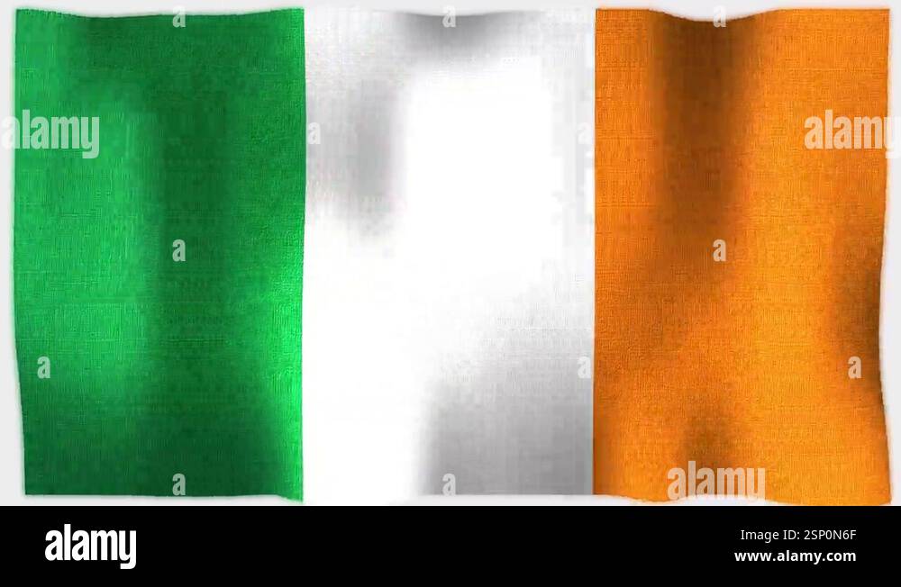 4K 3D Animation of Irish Ireland Whole Flag Canvas Texture Stock Video ...