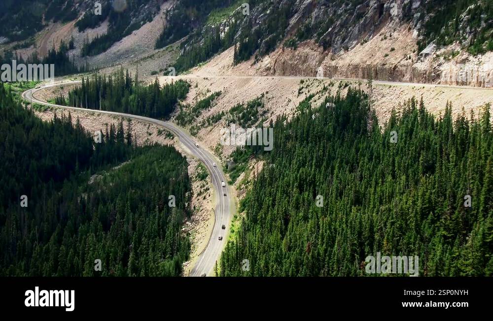 Switchback Road through the North Cascades National Park, 4K Stock ...