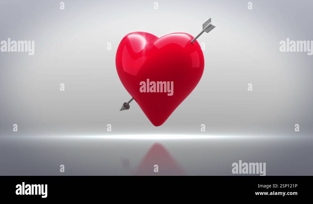 Red heart with an arrow turning on grey background Stock Video Footage ...