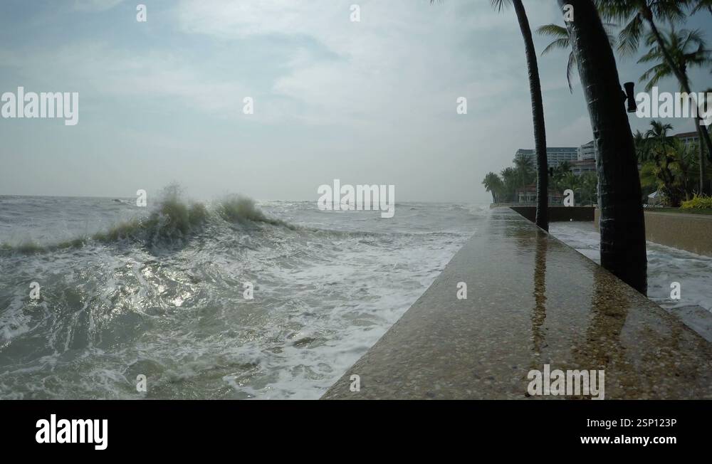 Hurricane Storm Surge Waves Crash Into Camera Stock Video Footage - Alamy