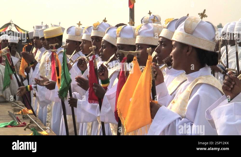 Priests Celebrating Timket, Addis Ababa, Ethiopia Stock Video Footage ...