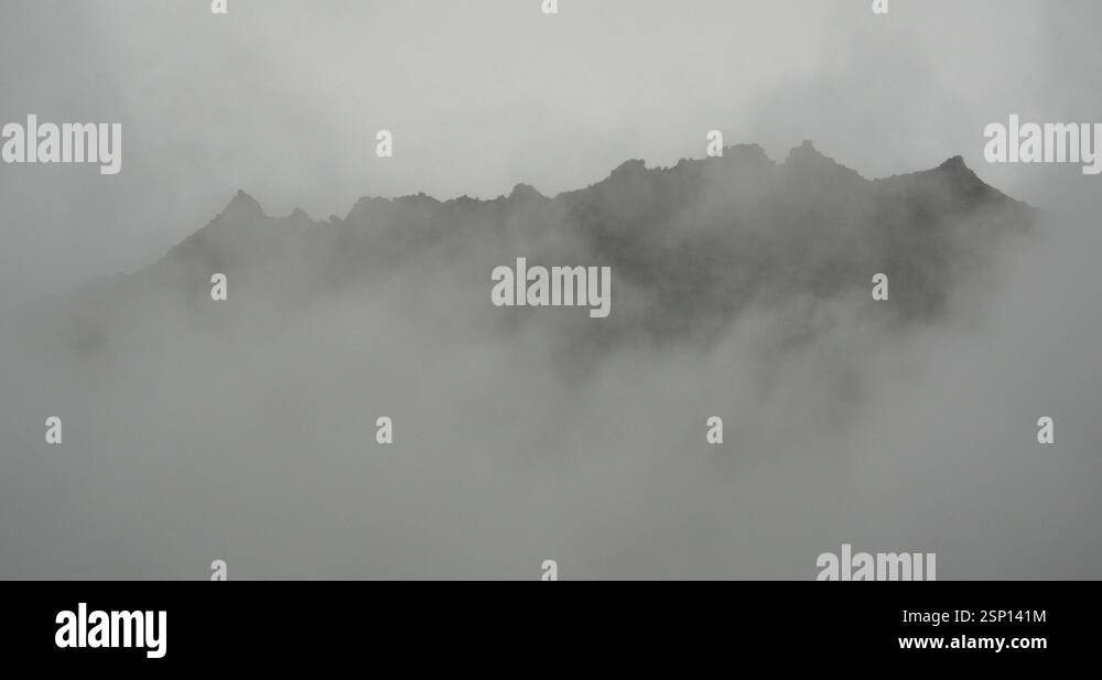 4k mountain mist rising in the morning,fog pine trees,Bomi County in ...