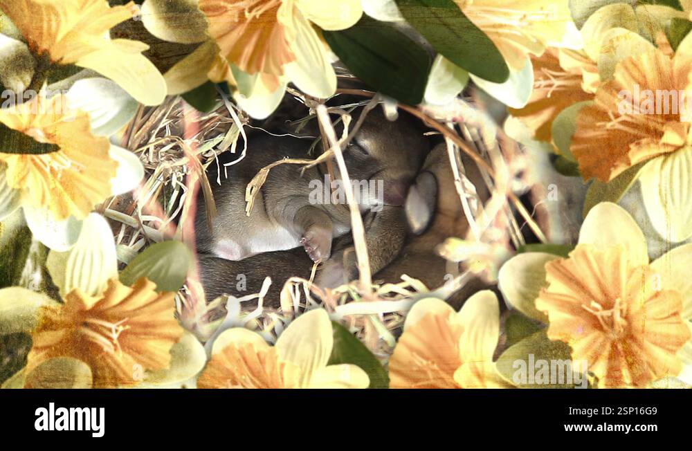 Bunnies with flowers cute bunny and wild flowers Stock Videos & Footage ...