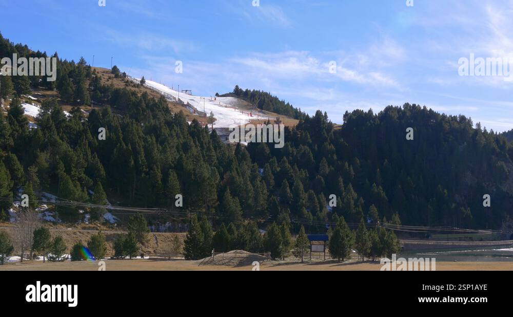 vall de nuria mountain resort forest ski trail 4k spain Stock Video ...