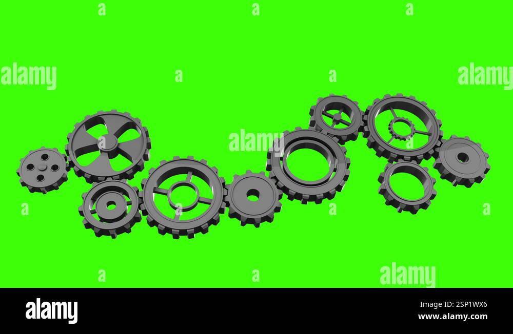 Cogs and wheels turning on green screen Stock Video Footage - Alamy
