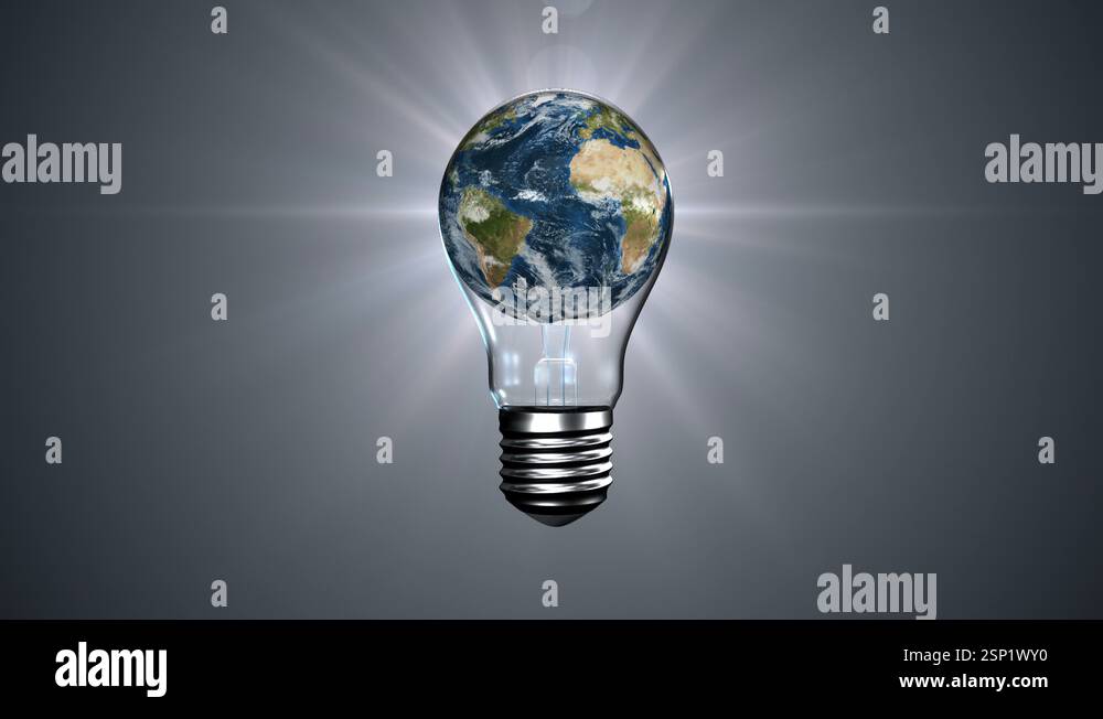 Light bulb with revolving earth Stock Video Footage - Alamy